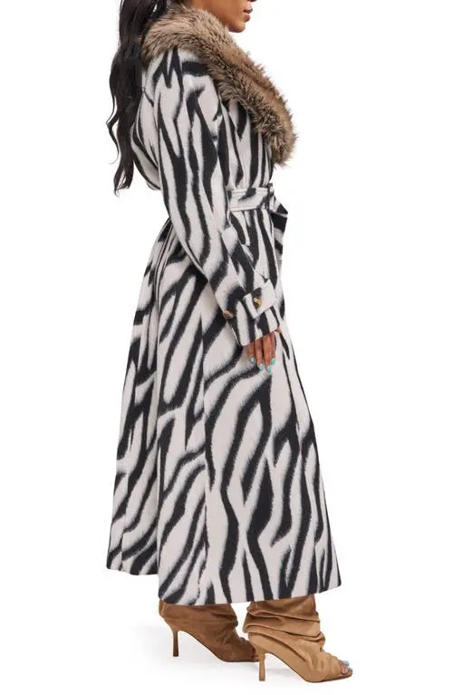 AZALEA WANG Softwave Faux Fur Trim Coat