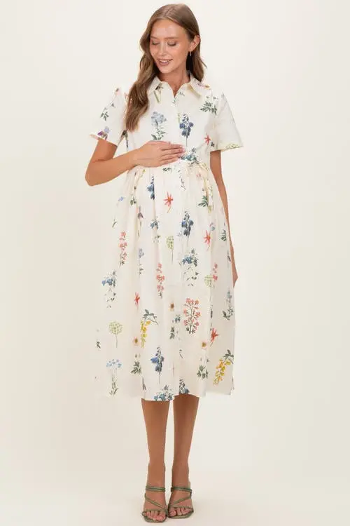 PINKBLUSH Floral Button Down Midi Dress