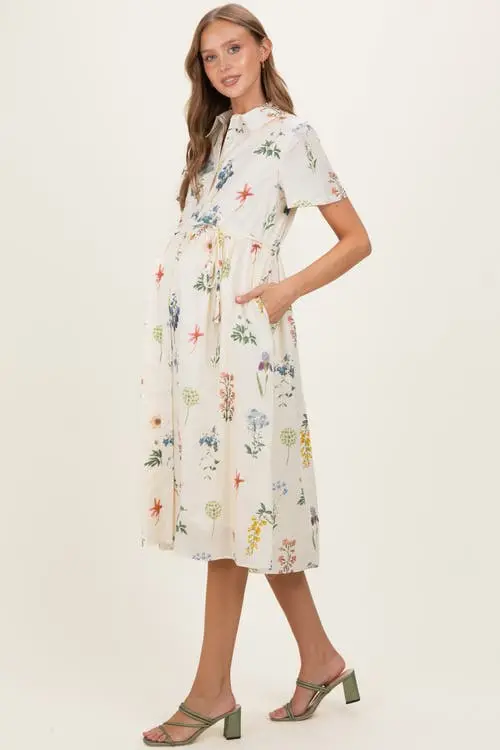 PINKBLUSH Floral Button Down Midi Dress