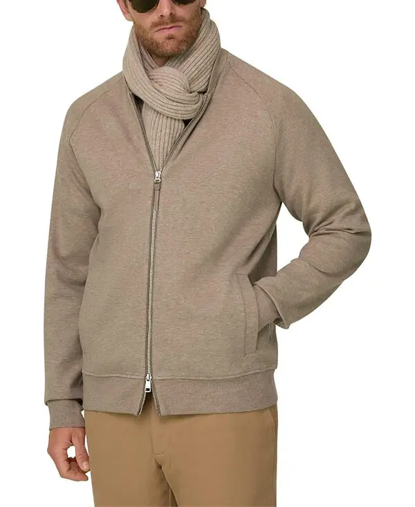 Boggi Milano Scuba Cotton Blend Melange Full-zip Sweatshirt - Biscuit