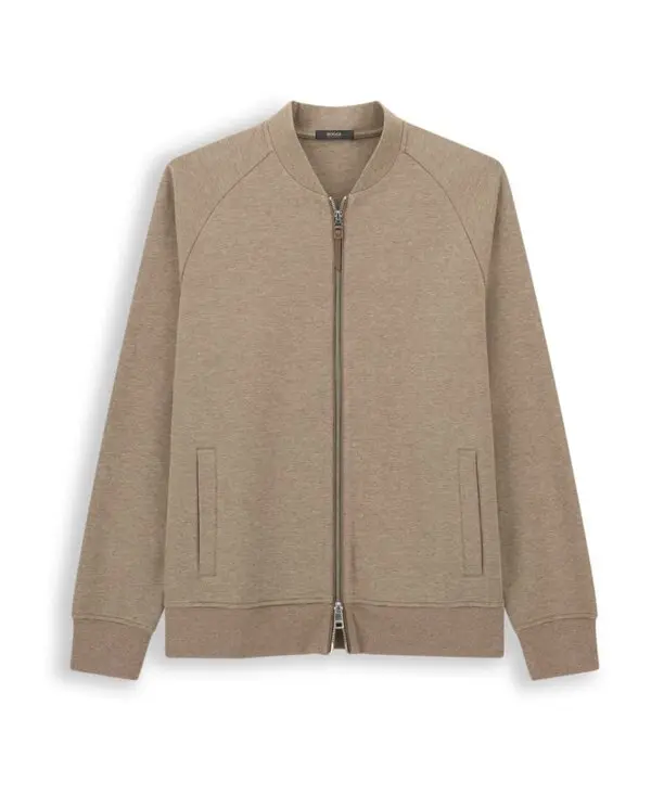 Boggi Milano Scuba Cotton Blend Melange Full-zip Sweatshirt