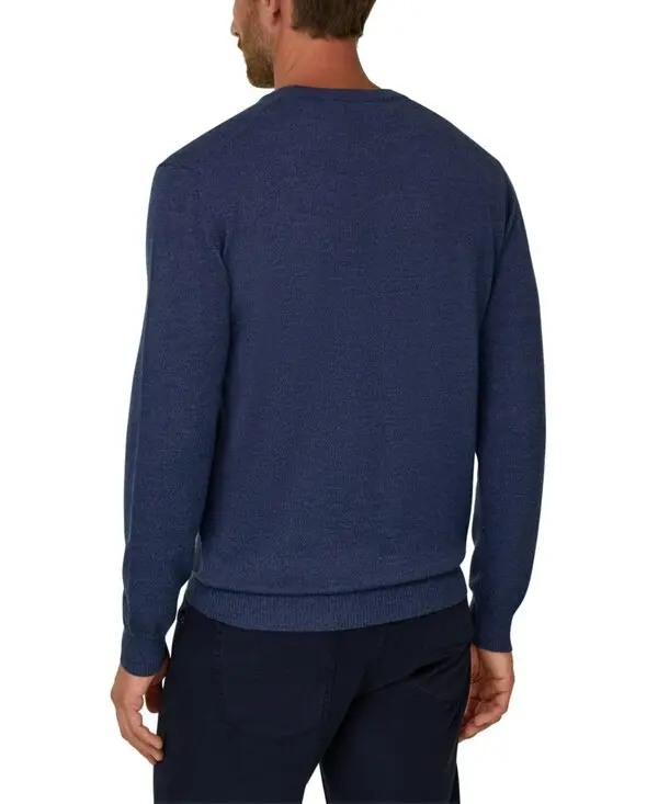 Boggi Milano Merino Wool Cashwool Mouline Crew Neck Jumper - Indigo
