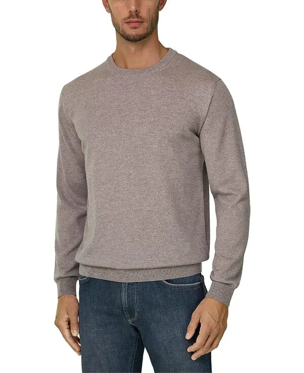 Boggi Milano Merino Wool Cashwool Mouline Crew Neck Jumper - Sand