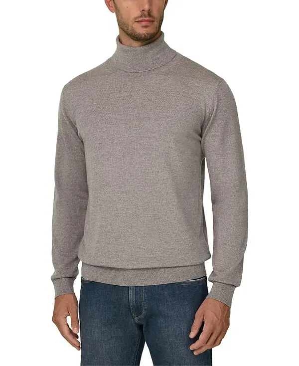Boggi Milano Merino Wool Cashwool Mouline Turtleneck Jumper - Sand