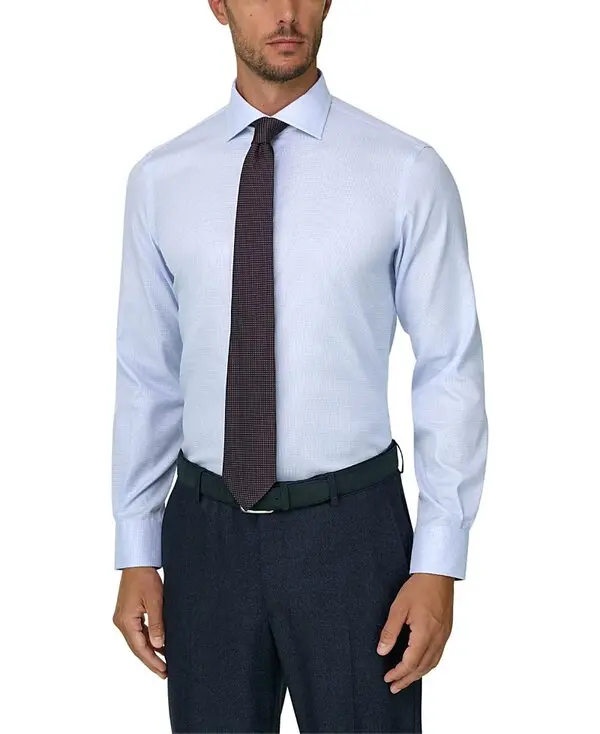 Boggi Milano Non-iron Cotton Dobby Slim Fit Shirt - Light Blue