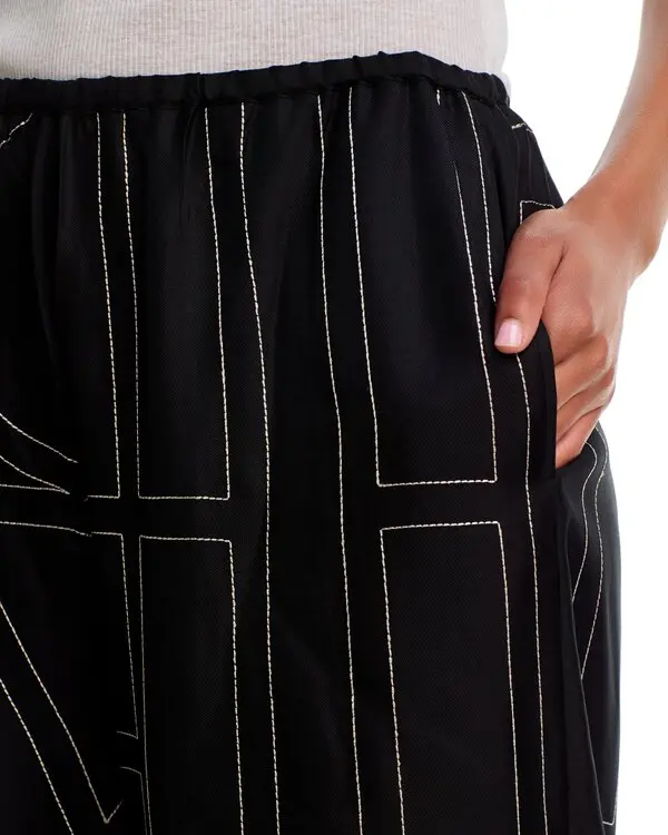 TOTEME Silk Monogrammed Pull On Pajama Pants