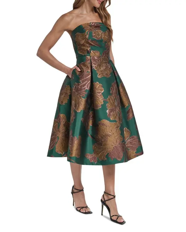 Eliza J Floral Jacquard Fit-and-flare Midi Dress