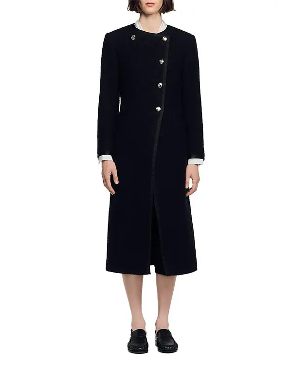 Sandro Saywer Asymmetrical Tweed Coat