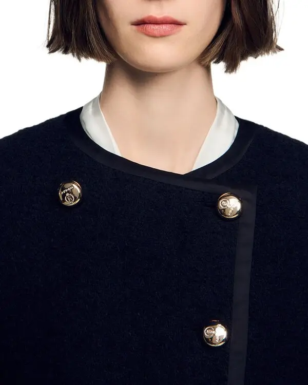 Sandro Saywer Asymmetrical Tweed Coat