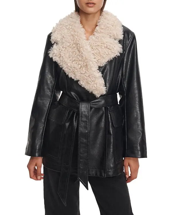 Rag & Bone Jordan Faux Leather Belted Jacket - Black