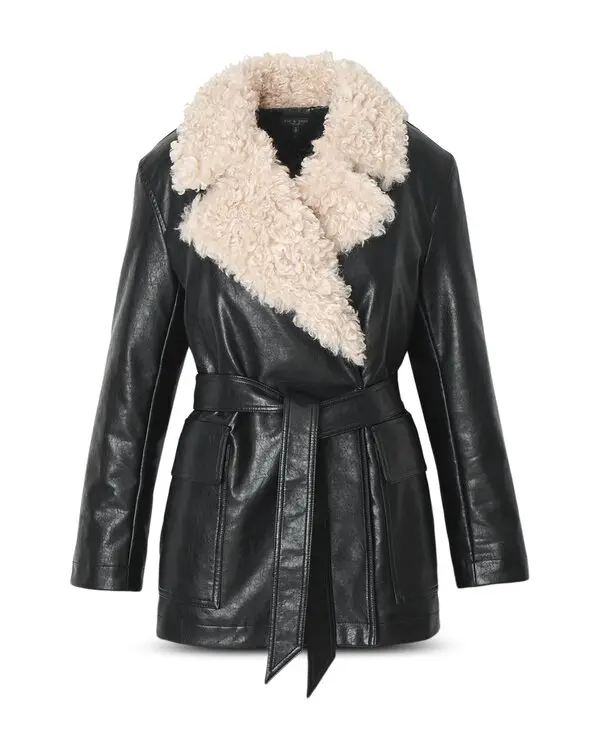Rag & Bone Jordan Faux Leather Belted Jacket