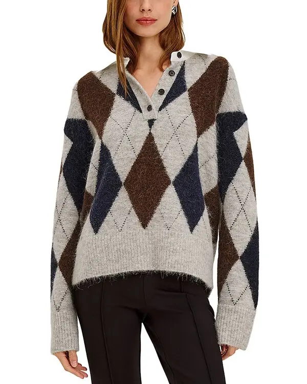 Rails Linda Argyle Alpaca Blend Collared Sweater - Cedar Argyle
