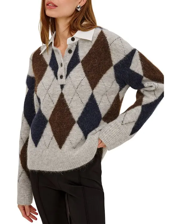 Rails Linda Argyle Alpaca Blend Collared Sweater