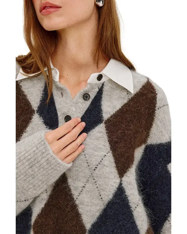 Rails Linda Argyle Alpaca Blend Collared Sweater