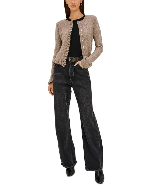 Rails Mandy Cotton & Wool Blend Ruffle Crewneck Cardigan