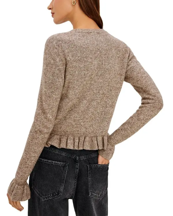 Rails Mandy Cotton & Wool Blend Ruffle Crewneck Cardigan