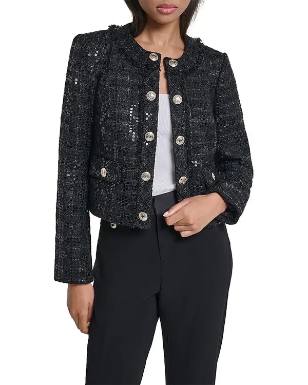 Karl Lagerfeld Sequin Embellished Tweed Jacket