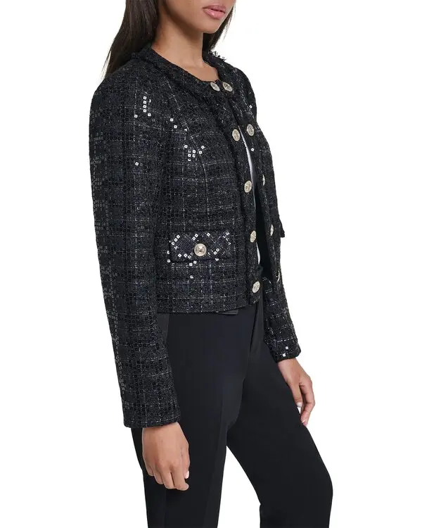 Karl Lagerfeld Sequin Embellished Tweed Jacket
