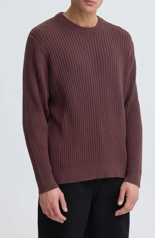 !SOLID Ribbed Crewneck Cotton Sweater
