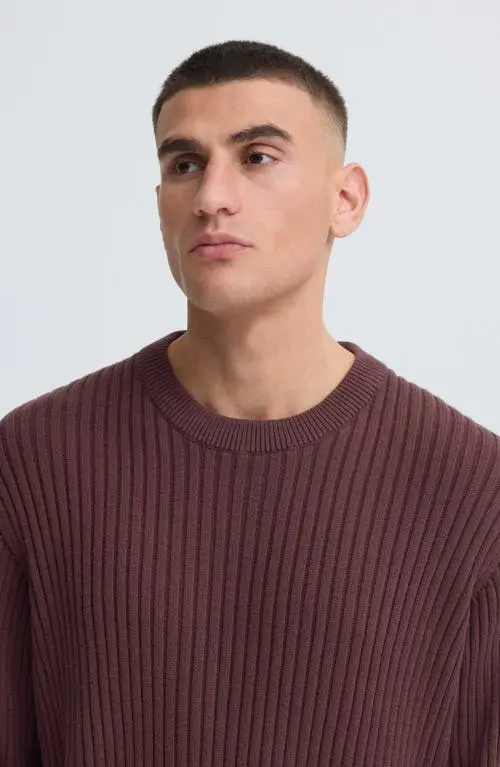 !SOLID Ribbed Crewneck Cotton Sweater
