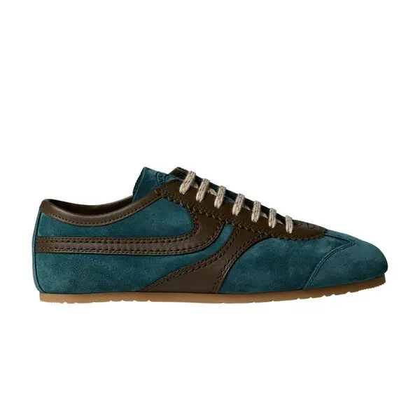 Dries Van Noten Leather-trimmed Suede 'turquoise - Tan