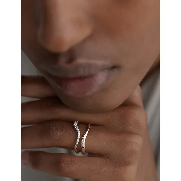 Monica Vinader Riva Pave Wrap Sterling- And Lab Grown Diamond Ring