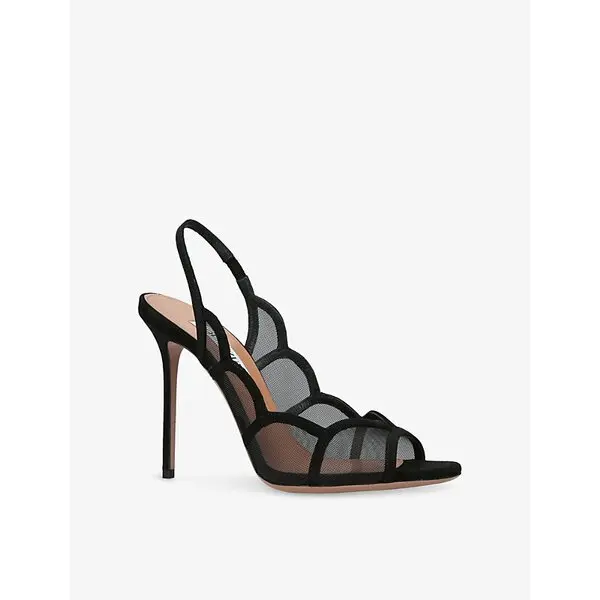 AQUAZZURA Nightfall 105 Suede And Mesh Heeled Sandals