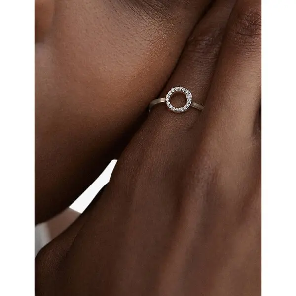 Monica Vinader Riva Pave Mini Sterling- And Lab Grown Diamond Ring