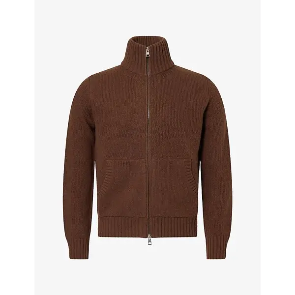 Moncler High-neck Wool And Cashmere Zip Knit Jumper