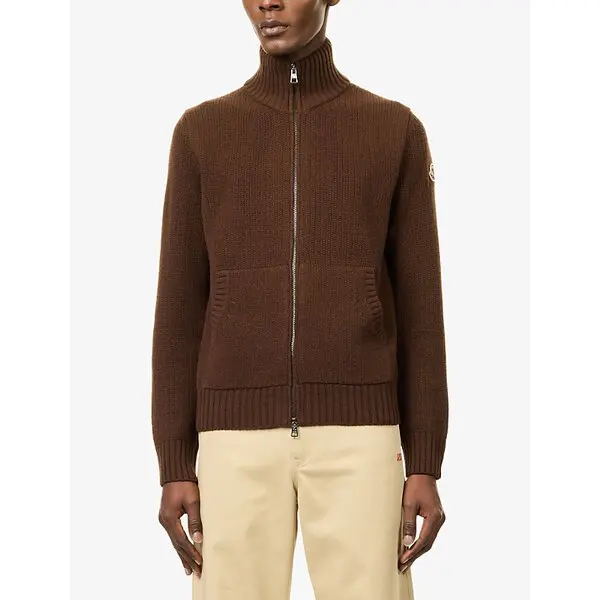 Moncler High-neck Wool And Cashmere Zip Knit Jumper