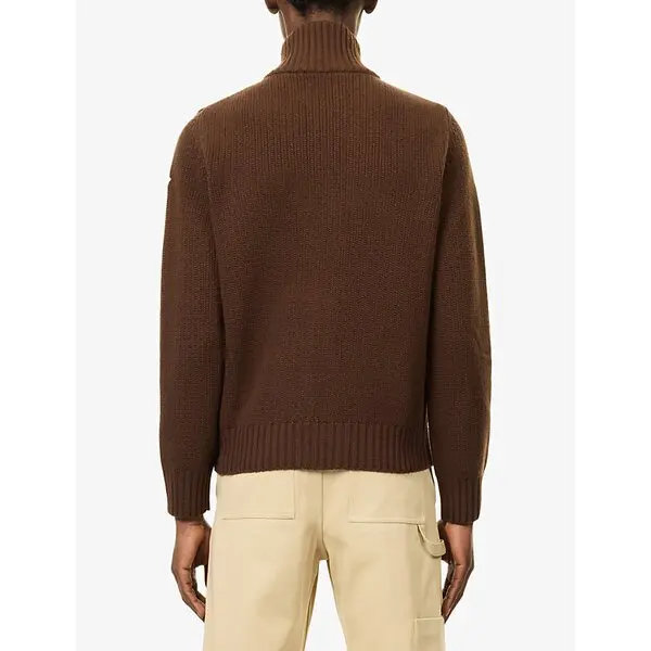 Moncler High-neck Wool And Cashmere Zip Knit Jumper