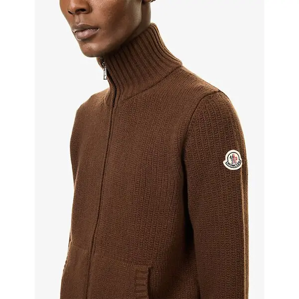 Moncler High-neck Wool And Cashmere Zip Knit Jumper