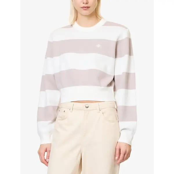 THE COUTURE CLUB Stripe Knit Crew Cotton-jersey Top