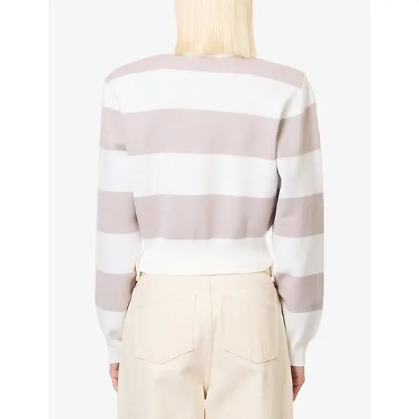 THE COUTURE CLUB Stripe Knit Crew Cotton-jersey Top