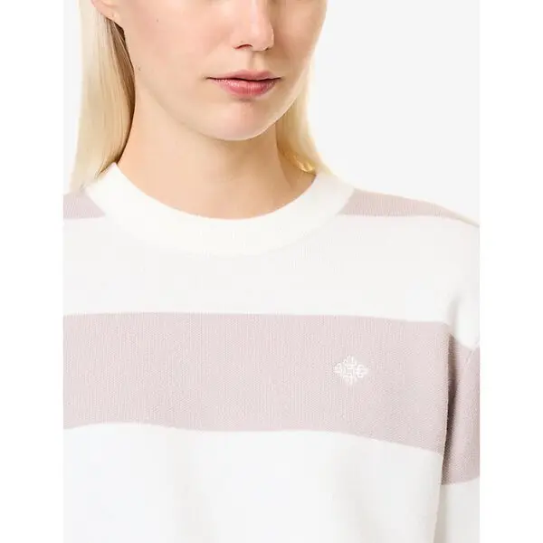 THE COUTURE CLUB Stripe Knit Crew Cotton-jersey Top