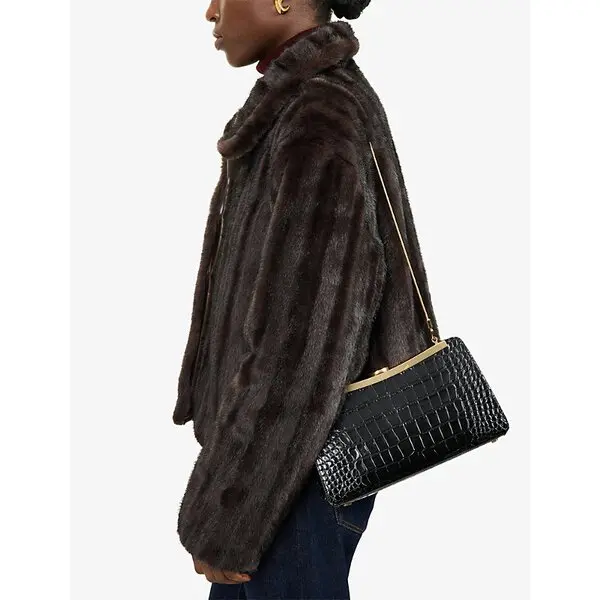 Simkhai Solange Croc-embossed Leather Clutch