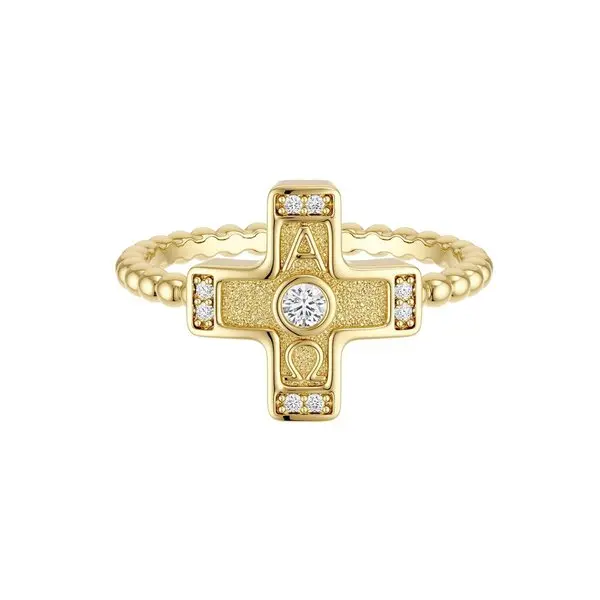 VANIMY Alpha Omega Cross Statement Beaded Ring