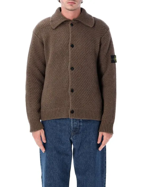 Stone Island Textured Knit Button-front Cardigan - Beige