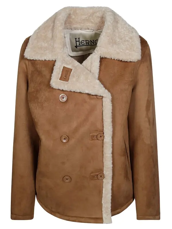 Herno Soft Faux Fur Overcoat - Marrone