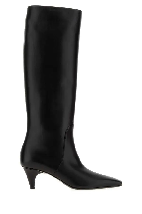 Giorgio Armani Leather Mini Heel Boots For