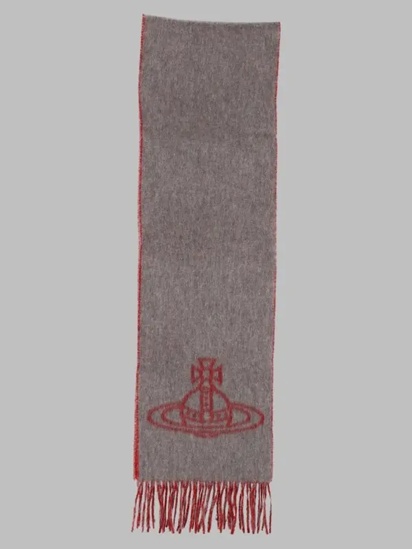 VIVIENNE WESTWOOD Wool Scarf With Fringe - Grey