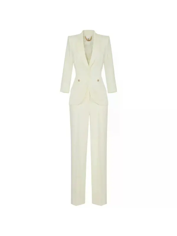 Elisabetta Franchi Suit In Lightweight Crêpe Fabric - Neutrals