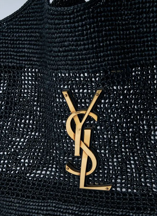 Saint Laurent Rafia Icare Tote Bag - Black