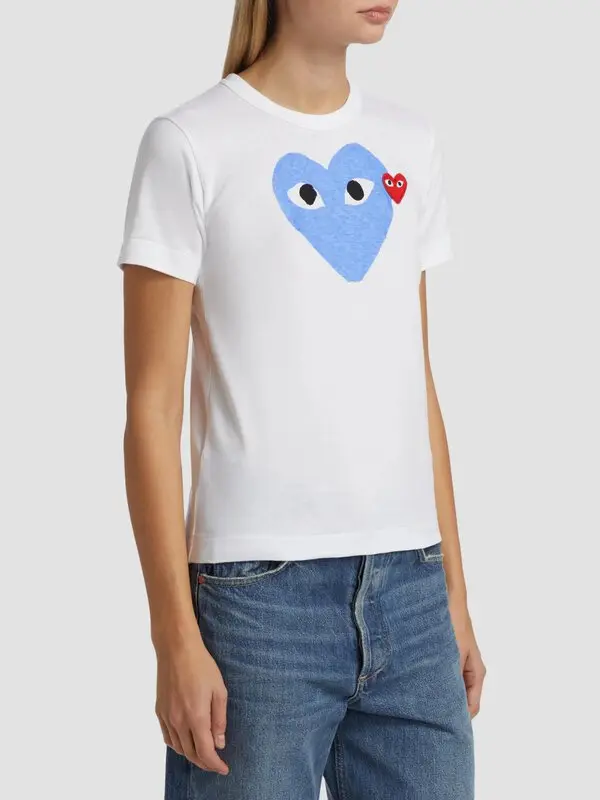 Play Comme Des Garcon Double Heart T-shirt - Blue