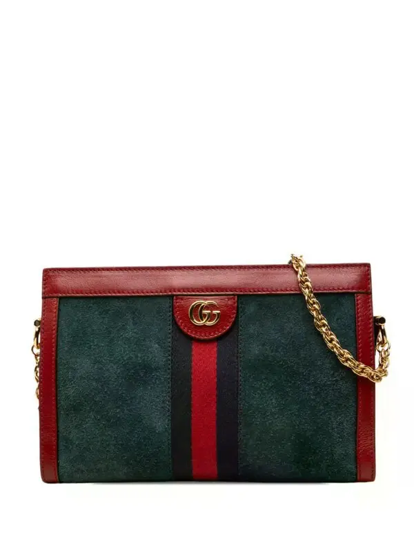 Gucci 2016-2026 Small Suede Web Ophidia Chain Crossbody Bag - Blue