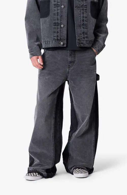 Mnml Reworked Wide Leg Utility Pants - Washed Black