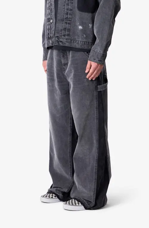 Mnml Reworked Wide Leg Utility Pants - Washed Black