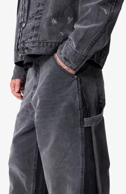 Mnml Reworked Wide Leg Utility Pants - Washed Black