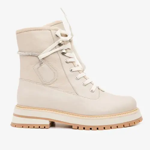 VINCI LEATHER SHOES The Arata Leather Lace-up Ankle Boot With A Side Zipper