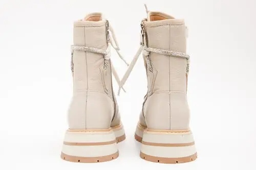 VINCI LEATHER SHOES The Arata Leather Lace-up Ankle Boot With A Side Zipper